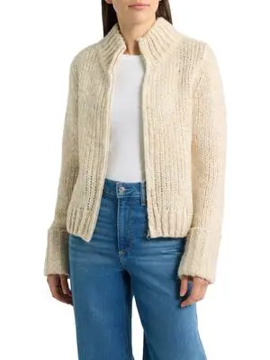 24COLOURS Front Zip Cardigan Beige