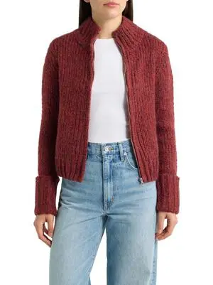 24COLOURS Front Zip Cardigan Bordeaux