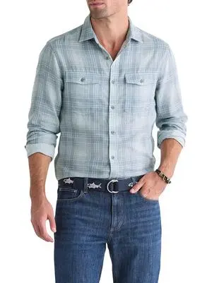 Vineyard Vines Plaid Chiller Double Cloth Button Up Shirt - Shell Grey