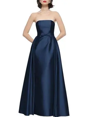 Dessy Collection Regine Strapless Matte Satin Gown - Midnight