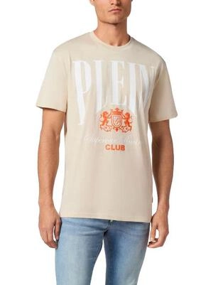 Philipp Plein Jersey T-shirt Round Neck Ss Cars Racing - Beige