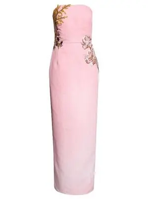 Oscar De La Renta Strapless Faille Column Gown - Blush