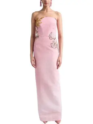 Oscar De La Renta Strapless Faille Column Gown - Blush