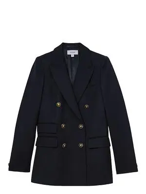 REISS Lauryn Double-breasted Wool-blend Blazer - Navy