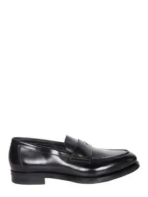SANTONI Leather Penny Loafers