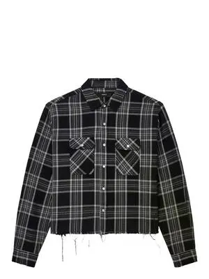PURPLE BRAND Raw-edge Checked Shirt - Black