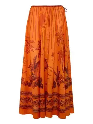 ALEMAIS Boathouse Graphic-print Maxi Skirt - Orange