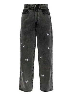 CARNE BOLLENTE One Bad Bunny Embroidered Denim Jeans - Black