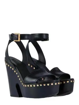 Givenchy Clog Platform Sandals In Leather With Studs Detail - Black