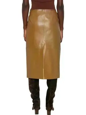 Dorothee Schumacher Sleek Statement Leather Skirt Neutrals