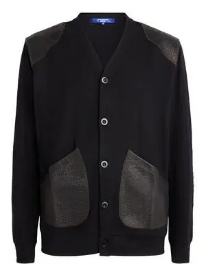 Junya Watanabe Wool Leather-patch Cardigan - Black