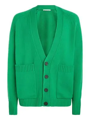 Studio Nicholson Wool V-neck Cardigan - Green