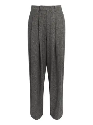 SYSTEM Wool-blend Double-pleated Trousers - Black