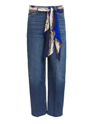 Maje Scarf-detail Barrel Jeans - Blue