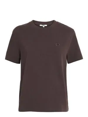 Maje Cotton Embroidered-logo T-shirt - Brown