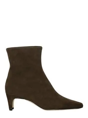 Staud Suede Wally Heeled Ankle Boots 55 - Brown