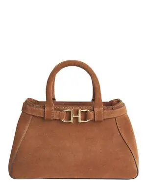 Harrods Small Suede Grace Top-handle Bag - Neutral