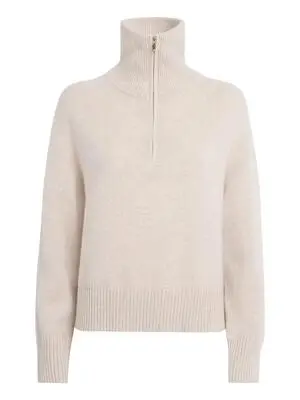 Maje Cashmere-blend Quarter-zip Sweater - Beige