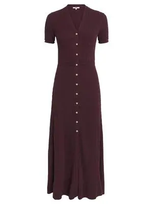 Maje Cable-knit Button Midi Dress - Red