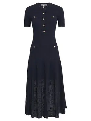 Maje Knit Pointelle Maxi Dress - Blue