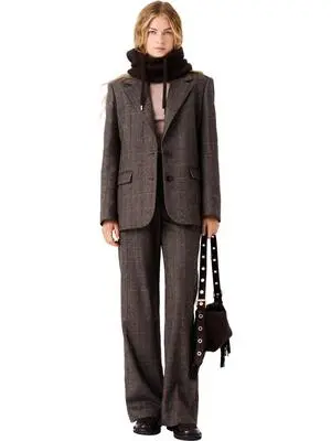 Maje Belted Suit Jacket - Brown