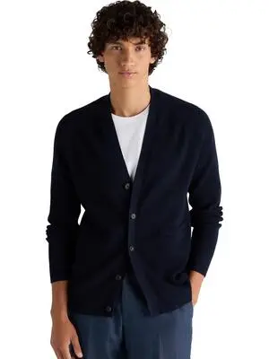 Quince Ribbed Cardigan Sweater - Navy