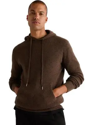 Quince Men's 100% Mongolian Cashmere Waffle Hoodie Brown