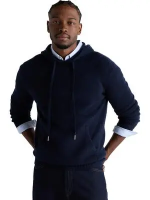 Quince Men's 100% Mongolian Cashmere Waffle Hoodie True Navy