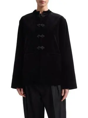 RÓHE Pankou Closure Cotton Velveteen Jacket - Black