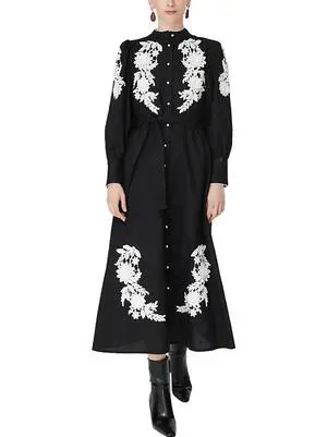 JOVONNA LONDON Button Down Applique Midi Dress - Black