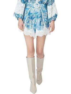 JOVONNA LONDON Printed Lace Trim Shorts