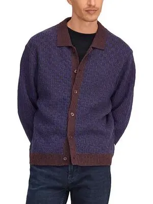 Nn07 Thor Textured Check Wool Blend Polo Sweater - Deep Truffle