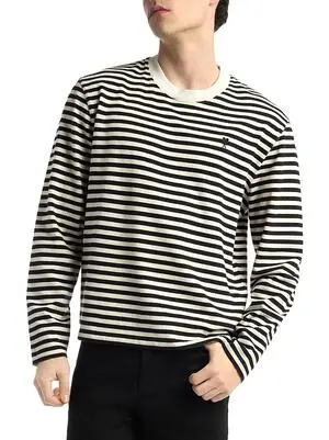 AMI Paris Long Sleeve Striped Tee - Black/ivory