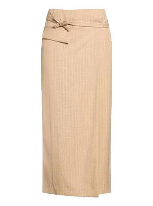 GAELLE PARIS Midi Skirt Camel Size Polyester, Elastane - Beige