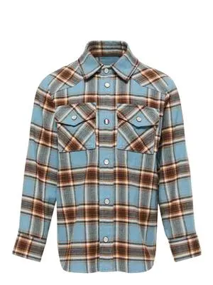 Moncler Checked Flannel Shirt - Light Blue