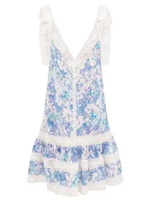 Zimmermann Deep V-neck Mini Dress - Blue/white