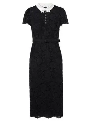 SELF-PORTRAIT Color-block Lace Collar Midi Dress