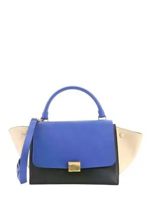Celine Tricolor Trapeze Bag Leather Small Satchel - Black