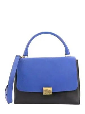 Celine Tricolor Trapeze Bag Leather Small Satchel - Black