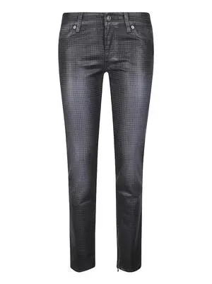 7 For All Mankind Houndstooth-print Skinny Jeans - Grey