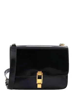 Saint Laurent Carre Satchel Patent Medium Shoulder Bag Black