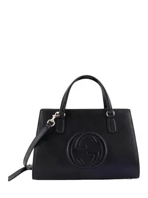 Gucci Soho Convertible Top Handle Leather Medium Satchel Black