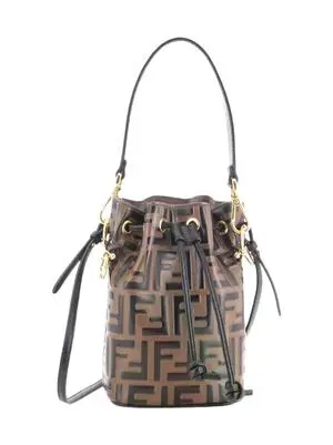 Fendi Mon Tresor Zucca Embossed Leather Mini Bucket Bag - Brown
