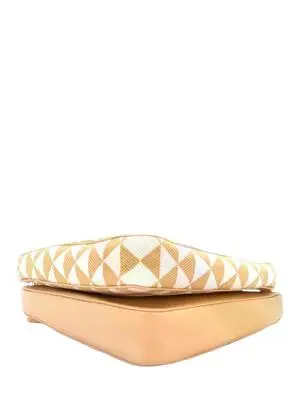 Prada Double Symbole Triangle Bag Leather And Jacquard Mini Shoulder Bag - Neutrals