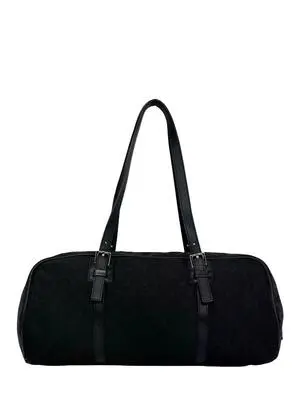 Celine 2000 C Macadam Canvas Handbag - Black