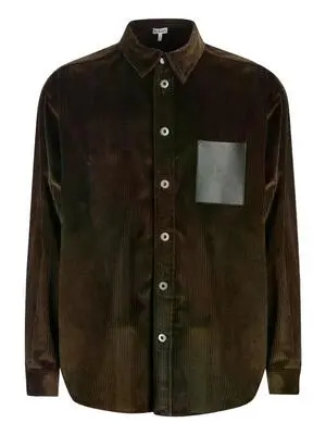 Loewe Corduroy Leather-patch Shirt - Brown