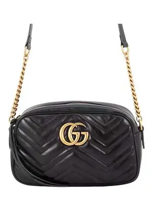 Gucci 2016-2026 Small Gg Marmont Matelasse Calfskin Crossbody Bag - Black
