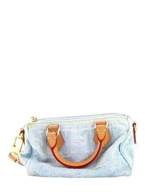 LOUIS VUITTON Speedy Bandouliere Nm Bag Monogram Denim Sky Nano Satchel Blue