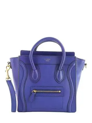 Celine Luggage Bag Grainy Leather Nano Crossbody Bag - Blue
