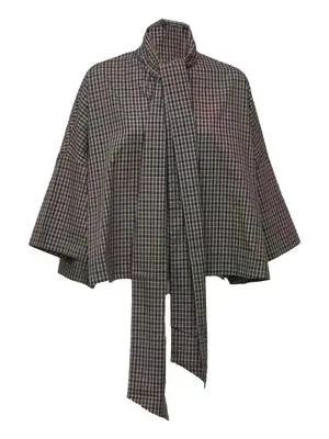 ESSENTIEL ANTWERP Check-pattern Pussy-bow Blouse
